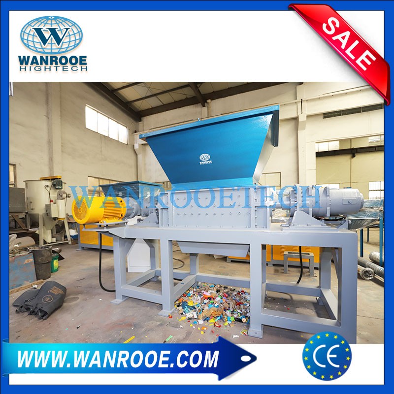 600kg/h Heavy Duty Plastic Waste Garbage Shredder - WANROOETECH
